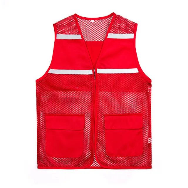 High Visibility Reflective Multi-Pocket Mesh Vest Safety Outdoor Work ...