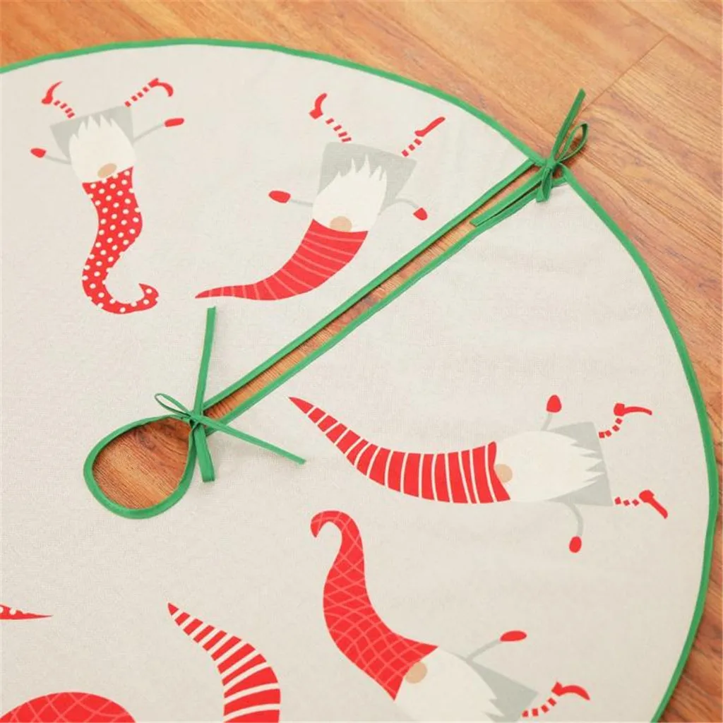 15#New Christmas Tree Skirt 100cm Fabric Elk Print Christmas Tree Foot ...
