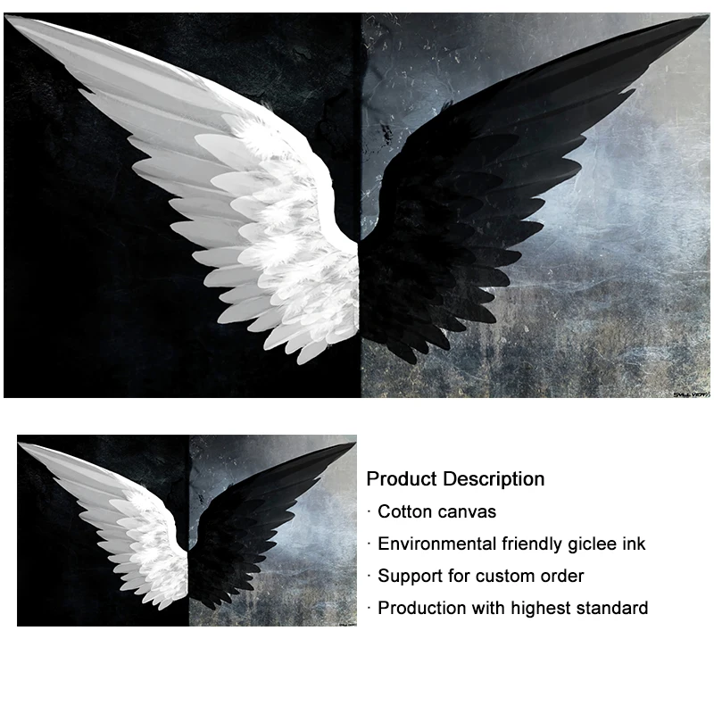 Black And White Angel Wings Wallpaper