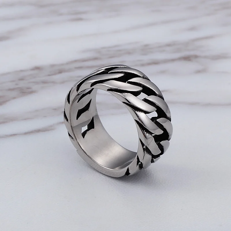 HaoYi Stainless Steel Chain Link Ring For Men Fashion Personality Punk ...