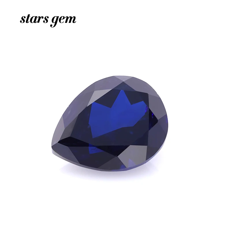 Pear Shape 10x8mm 3.3 Carats Blue Color Lab Grown Sapphire Gemstone for ...