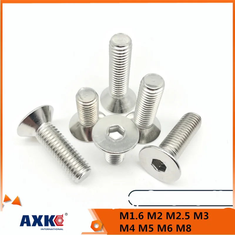1/5/10/50pcs M1.6 M2 M2.5 M3 M4 M5 M6 M8 304 A2 Stainless Steel Gb70.3 ...