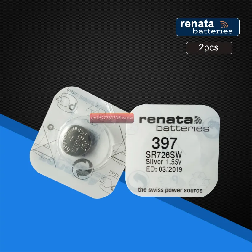 2pack Renata LONG LASTING 397 SR726SW Watch Battery Silver Oxide Button ...