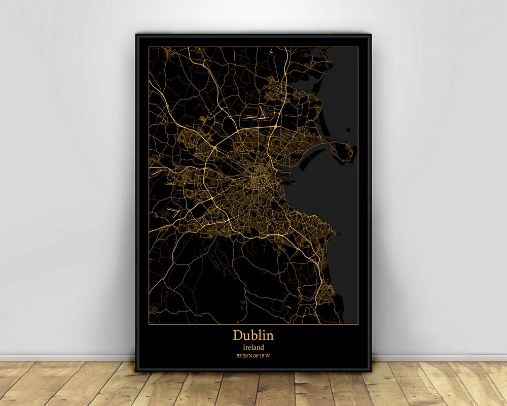 Dublin-rlanda-siyah-ve-alt-n-ehir-k-haritalar-zel-d-nya-ehir-haritas ...