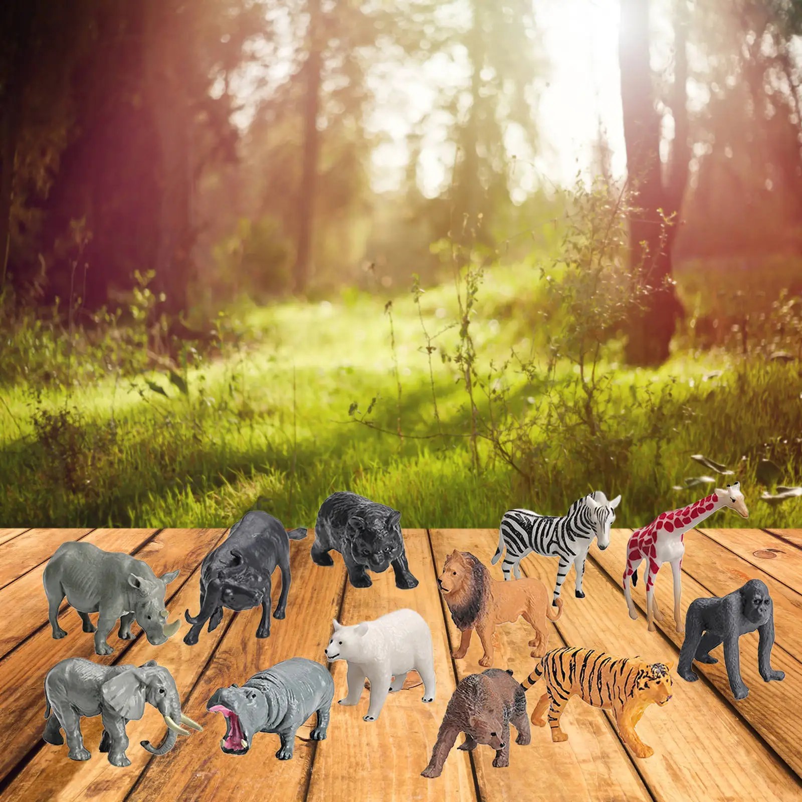 Plastic Small Animal Toys Wild Educational Lifelike Animal Playset For ...