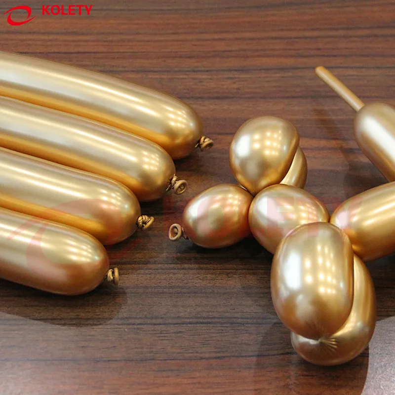 12 pcs Metallic Latex Balloons Long Shape Metal Chrome Magic Tying ...