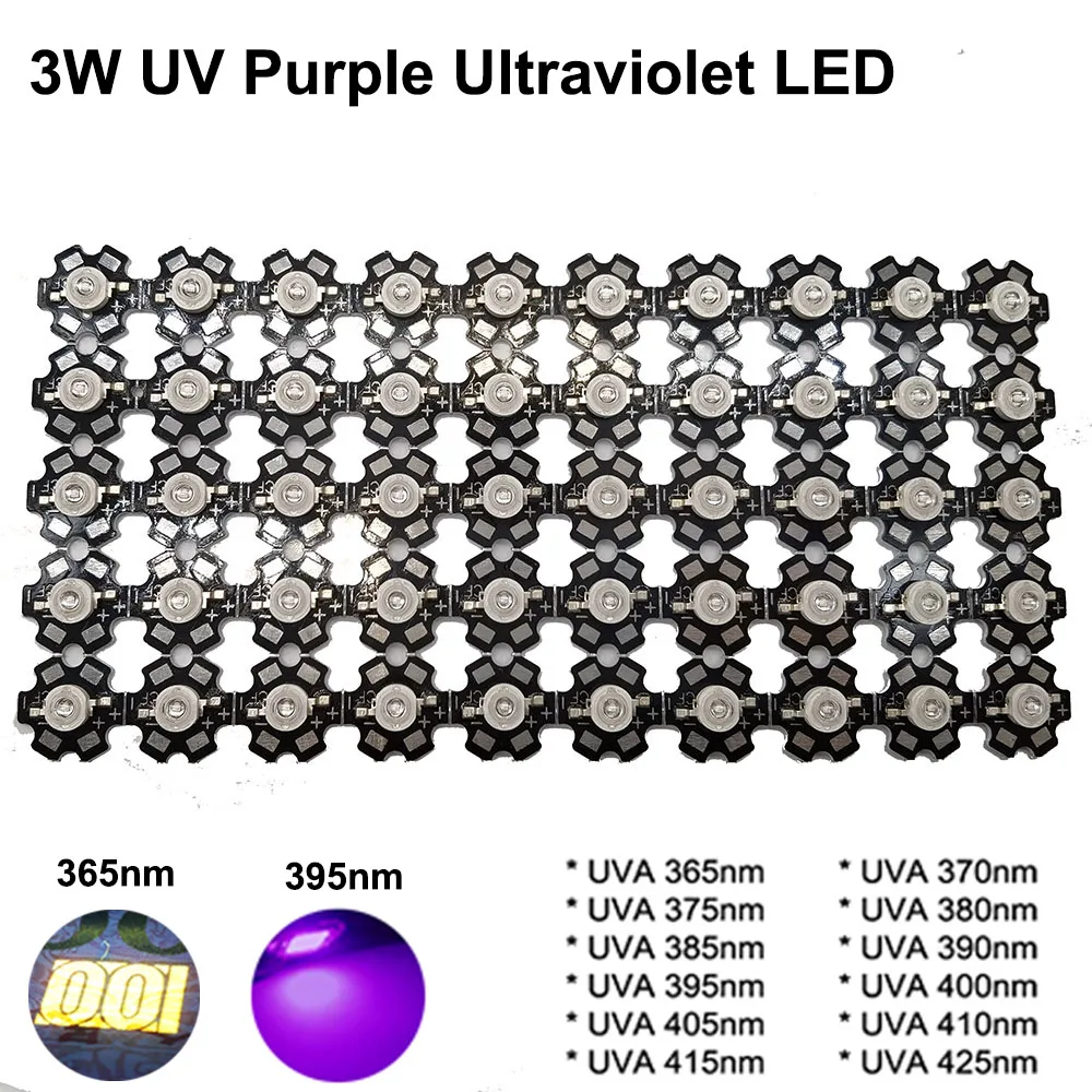 3W-UV-Purple-LED-Ultraviolet-Bulbs-Lamp-Chips-365nm-375nm-380nm-385nm ...