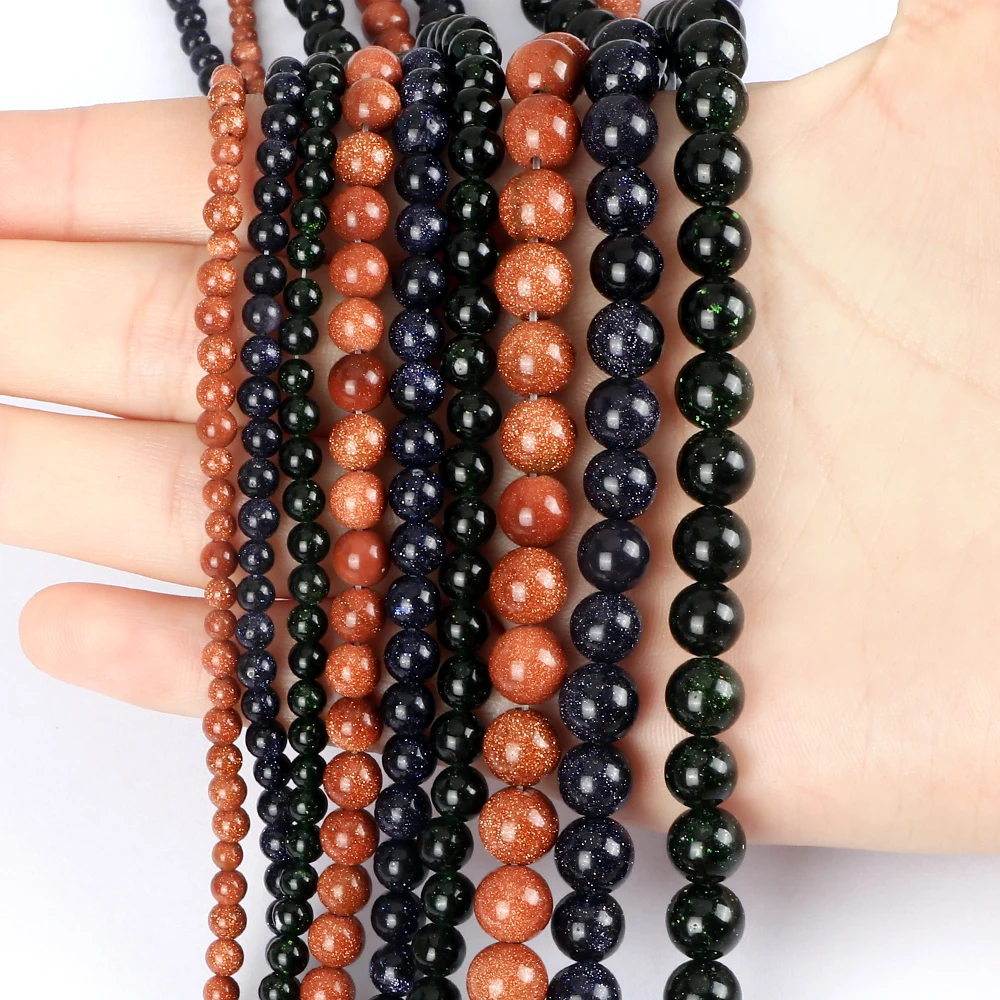 Natural-Stone-Sandstone-Round-Loose-Beads-4-6-8mm-Blue-Green-Sand-Stone ...