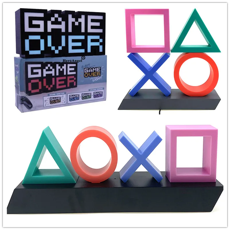 For Playstation 4 Game Icon Light Voice Control Mood Flash Lamp Icon ...