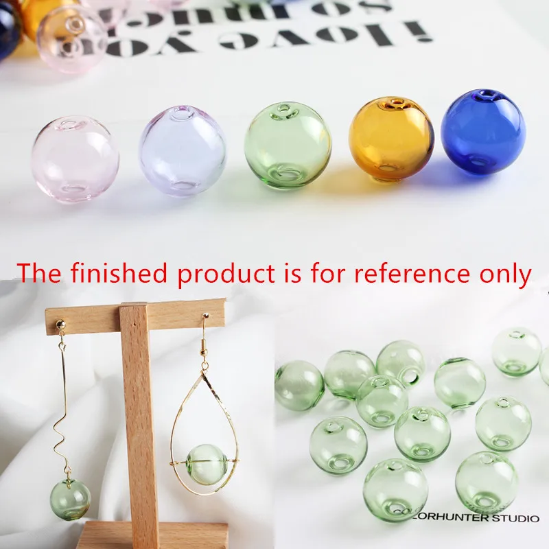 New style 20pcs/lot color print transparent rounds Straight hole glass ...