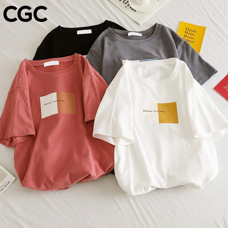 Cgc 2022 Summer Women Oversized T-shirts Simple Female New Cotton Tops ...