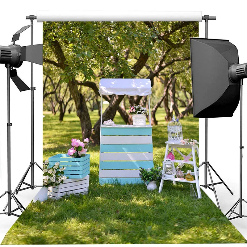 Spring-Park-Flowers-Photography-Backdrops-Green-Lawn-Forest-Picnic ...