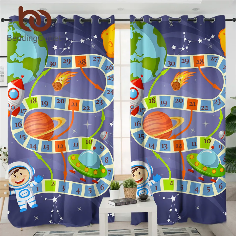 BeddingOutlet Cartoon Blackout Curtains Board Game Curtains For Kids ...