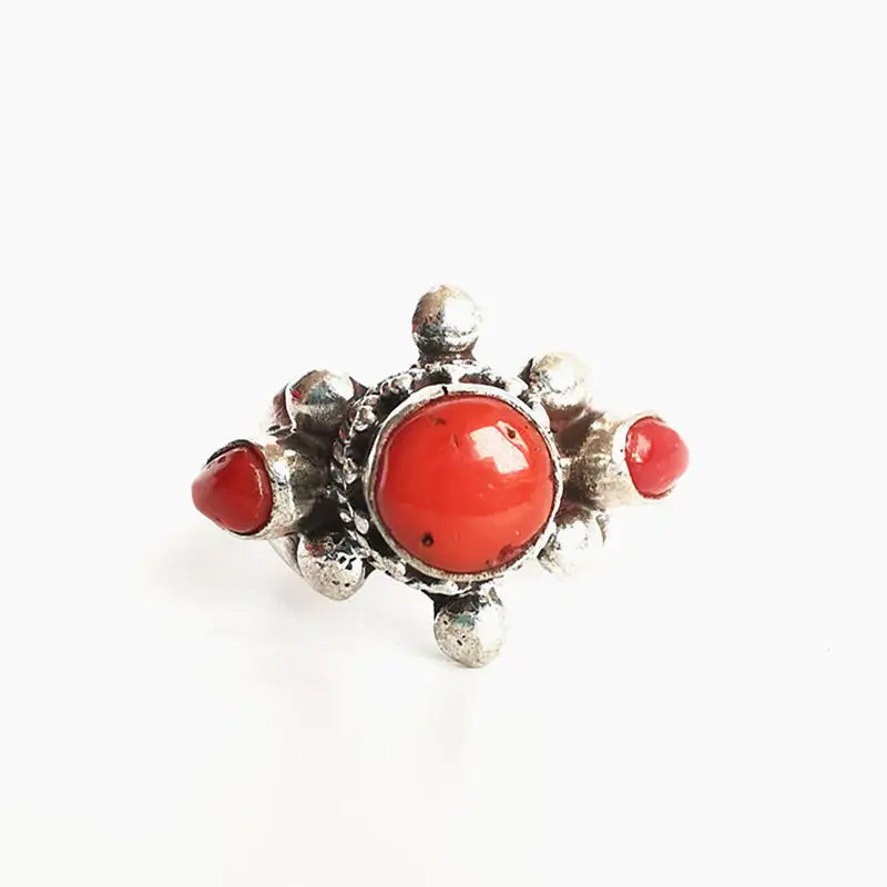 Tibetan-Jewelry-Ring-Nepal-Hand-925-Sterling-Silver-Inlaid-Red-Bamboo ...