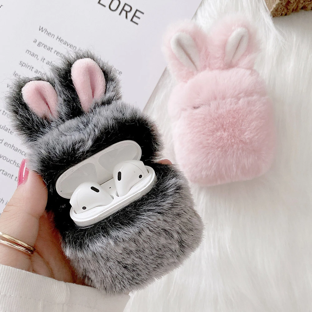 Luxury Earphone Fur Case For Airpods Pro 2019 3 Girls Cute Ear Fluffy ...