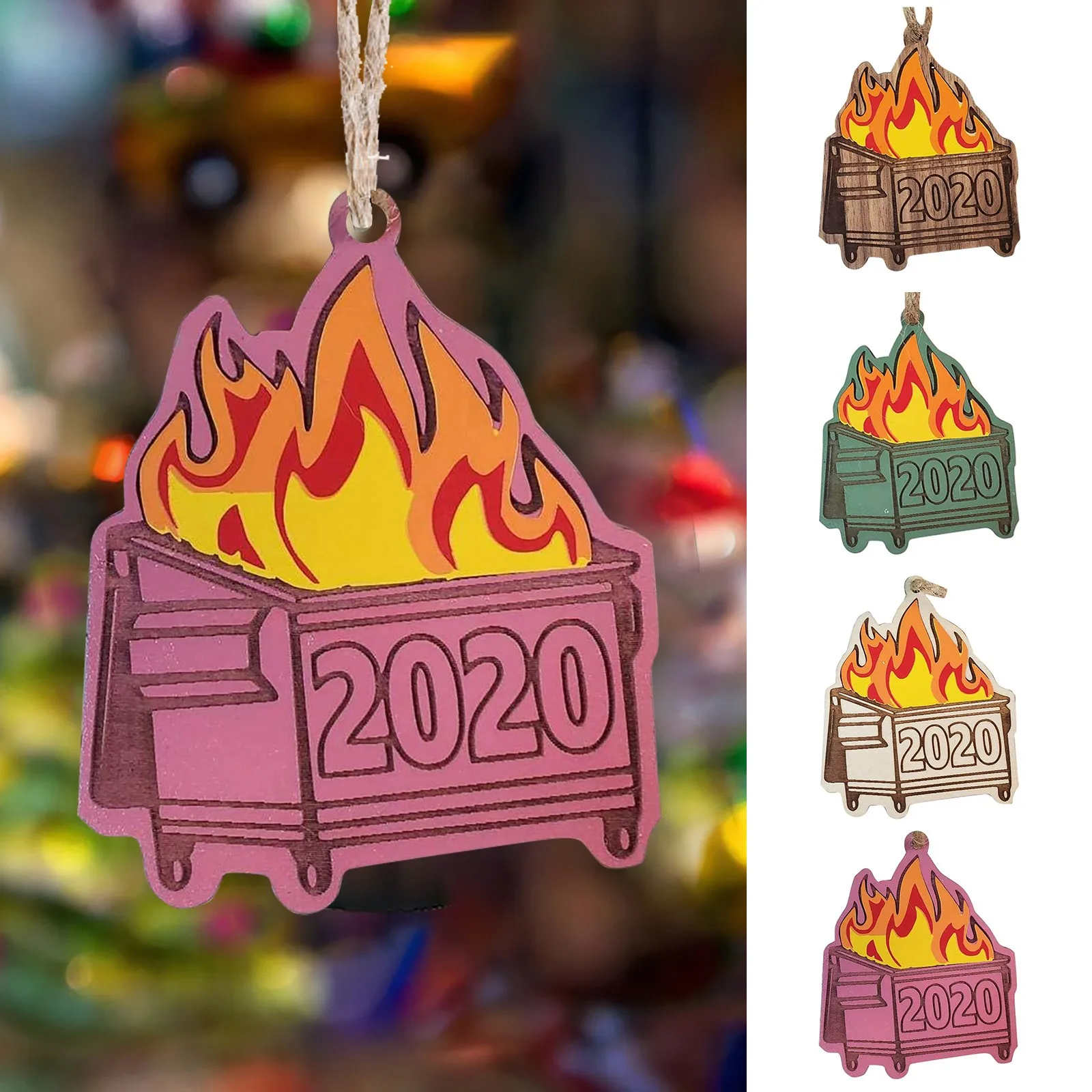 2020 Dumpster Fire Christmas Ornament Christmas Tree Wooden Pendants ...