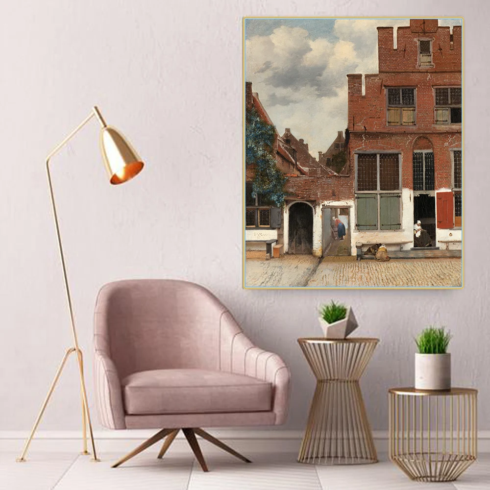 View Van Huizen In Delft, kleine Straat Door Een Open Raam Door ...