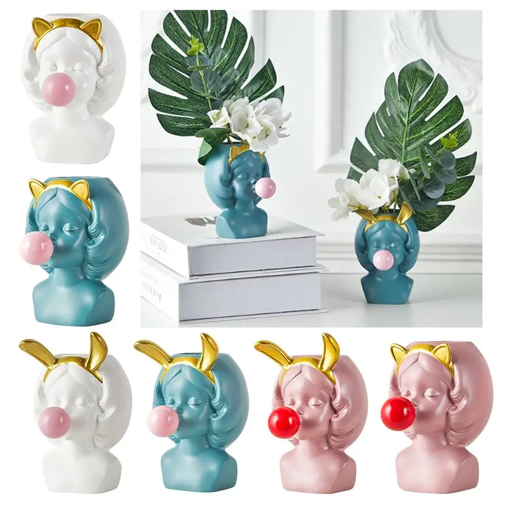 Cute Girl Blowing Bubbles Succulent Planters Vinyl Flower Pot for Home ...