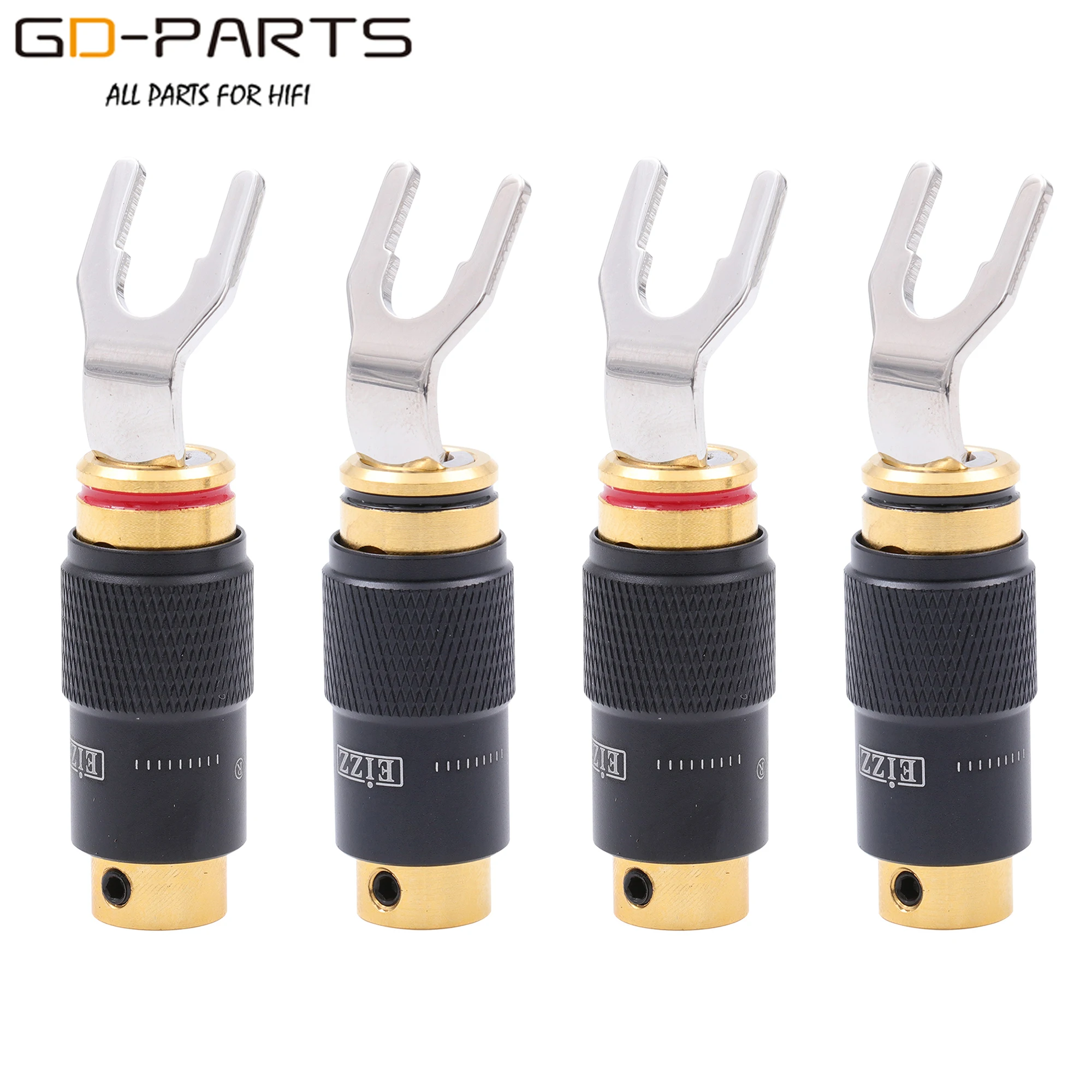 EIZZ Hifi Audio AMP Speaker Cable Spade Y Fork Connector Banana Plug ...