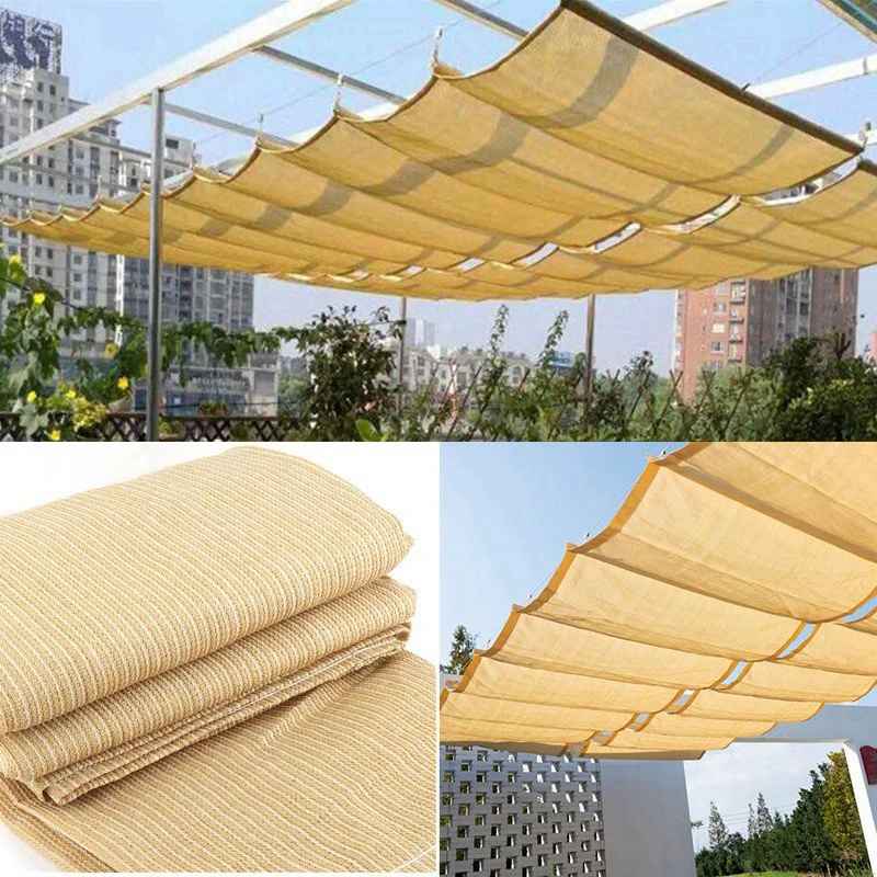 Beige Color Telescopic Wave Sun Shade Net Courtyard Pavilion Pergolas ...