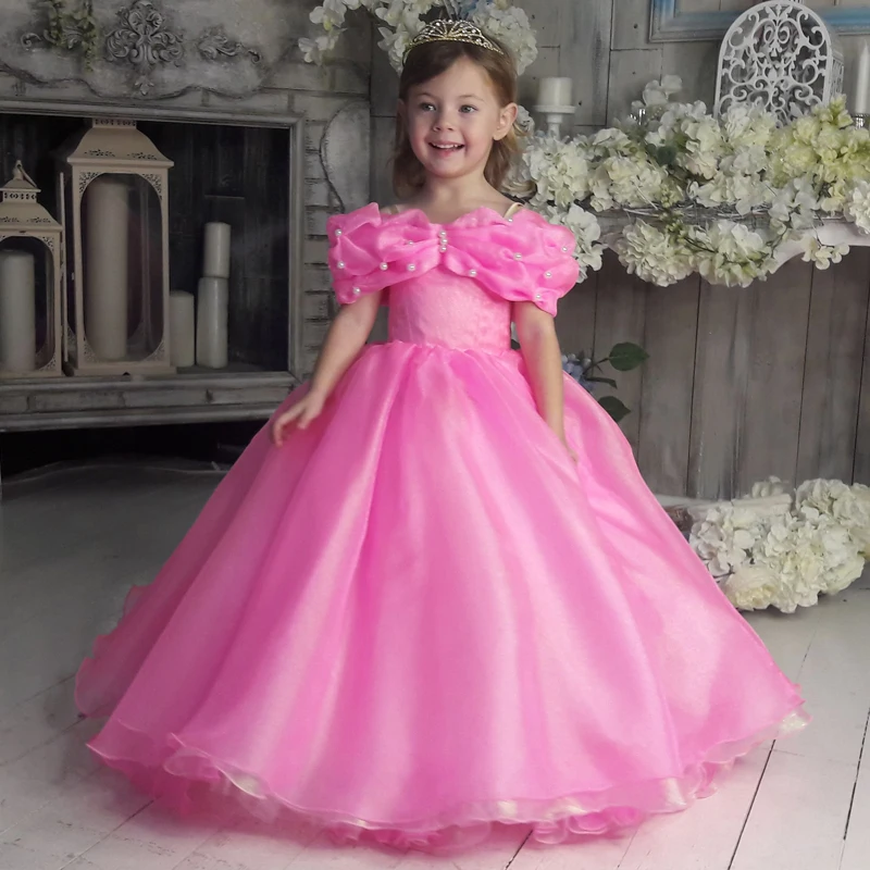 Pink Organza Ball Gown Lively Pink Modern 2023 Flowers Girl Birthday ...