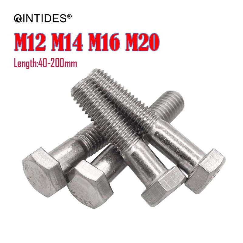 QINTIDES M12 M14 M16 M20 Hexagon Head Bolts Partially Threaded 304 ...