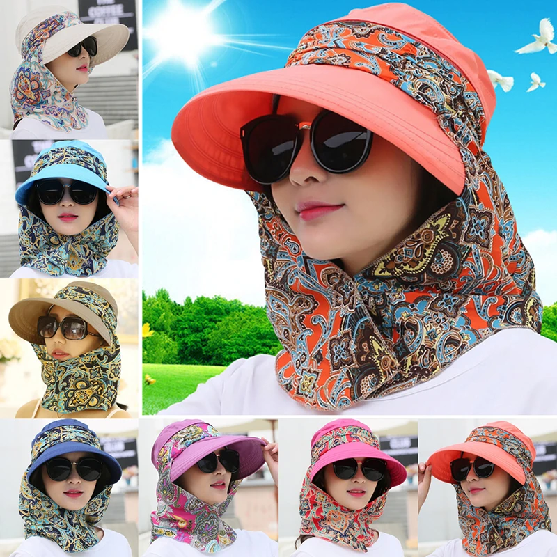 Lady Women Summer Outdoor Hat Cap Riding Anti-uv Sun Hat Beach Foldable ...
