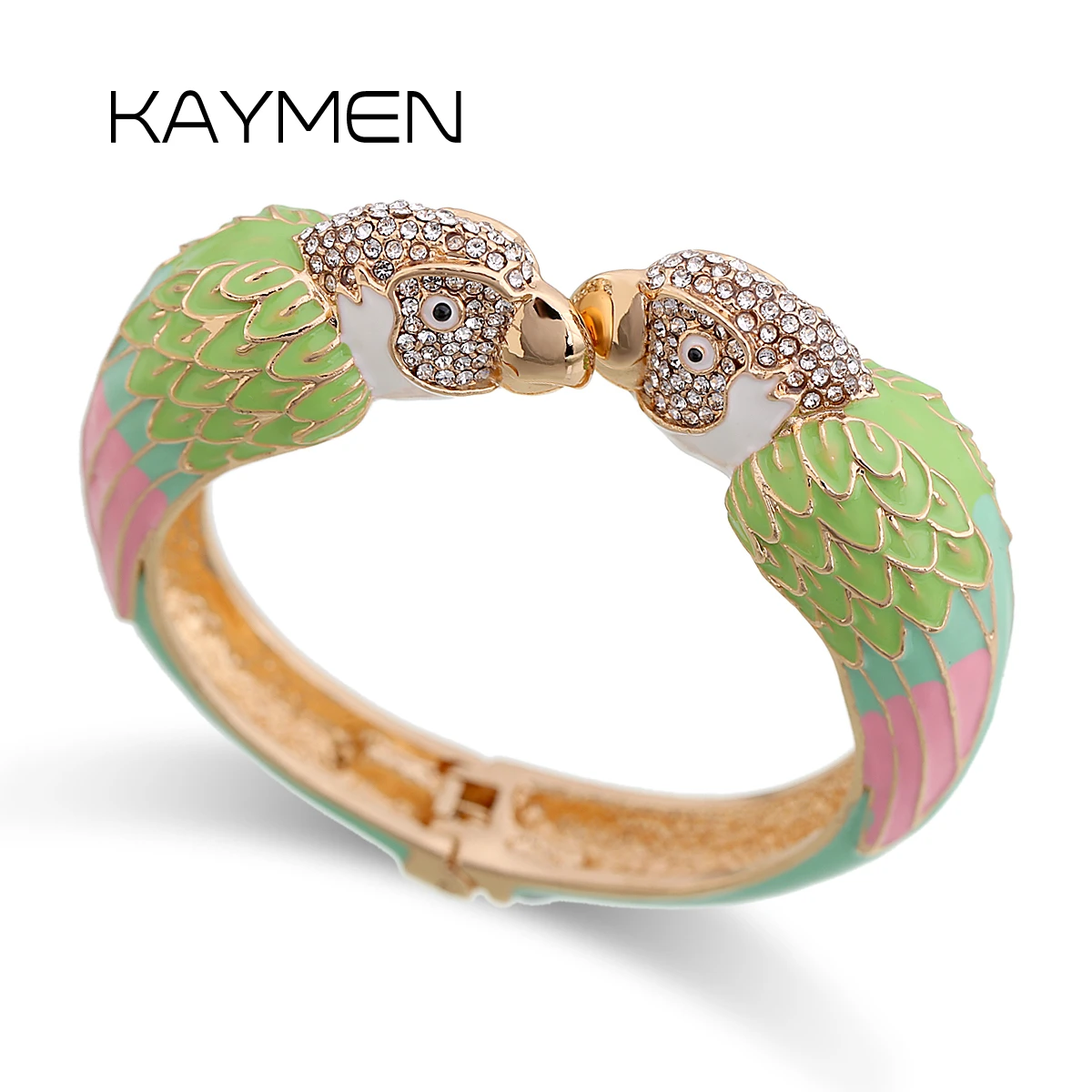 Kaymen Hot Selling Luxury Enamel Colourfull Animal Parrot Cuff Bracelet ...