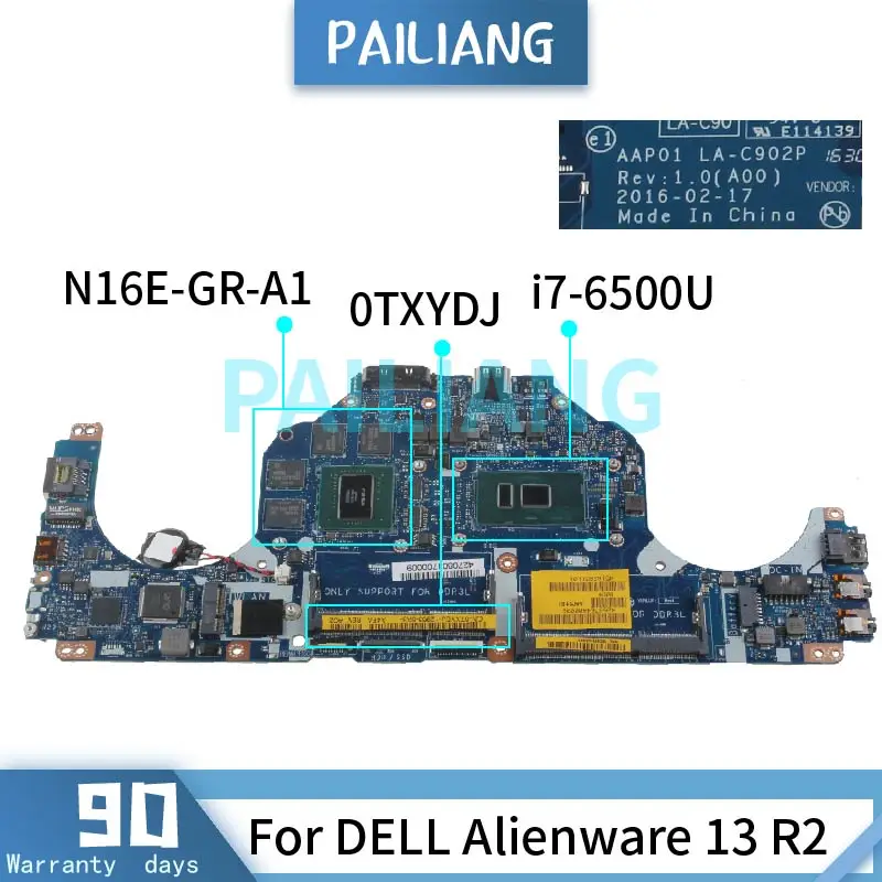 PAILIANG Laptop motherboard For DELL Alienware 13 R2 i7 6500U GTX965 ...