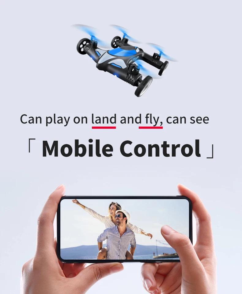 V11-720P-1Batterie - 4DRC Drone RC Air Ground 2 en 1 2.4G, Voiture ...