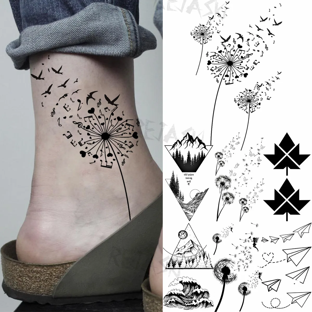 Dandelion Tattoos On Foot