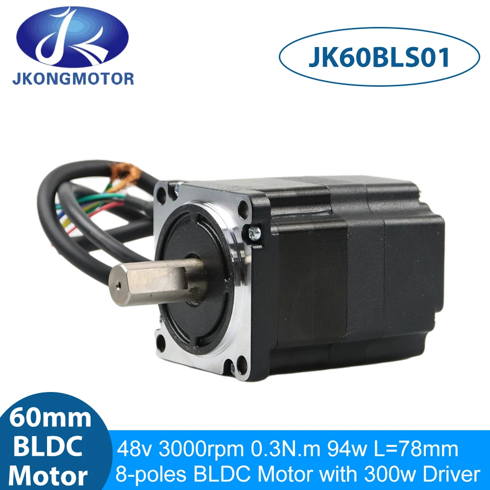 Jkongmotor 94W 3000RPM 48V 0.3N.m BLDC motor Flange 60mm JK60BLS01 ...