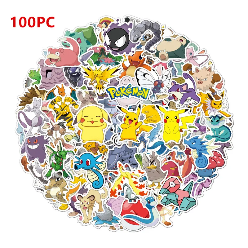 100 Pcs Funny Pikachu Sticker | Pokemon Skateboard Stickers | Stickers ...