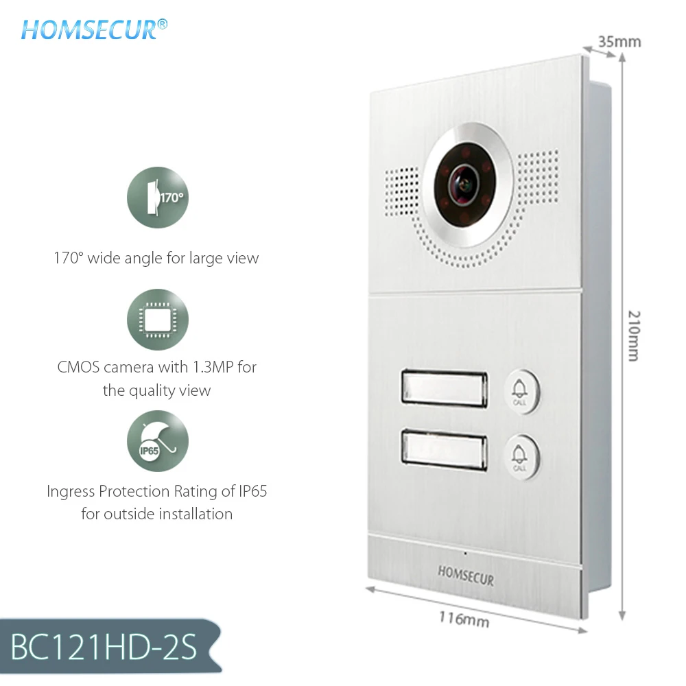 HOMSECUR 170掳 BC121HD-2S Outdoor Unit For HDK Video Door Phone Intercom ...