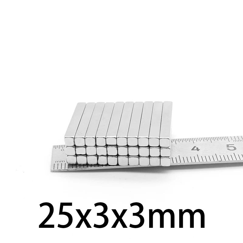 10-200pcs 25x3x3mm Square Super Strong Magnetic Magnets 25mmx3mmx3mm ...