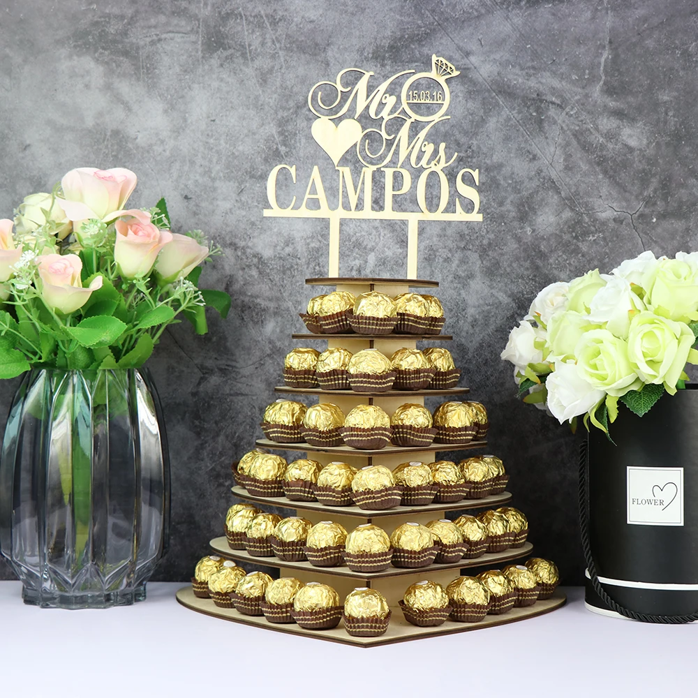 Wedding Chocolate Display Stand | Custom Chocolate Decoration - Wooden ...