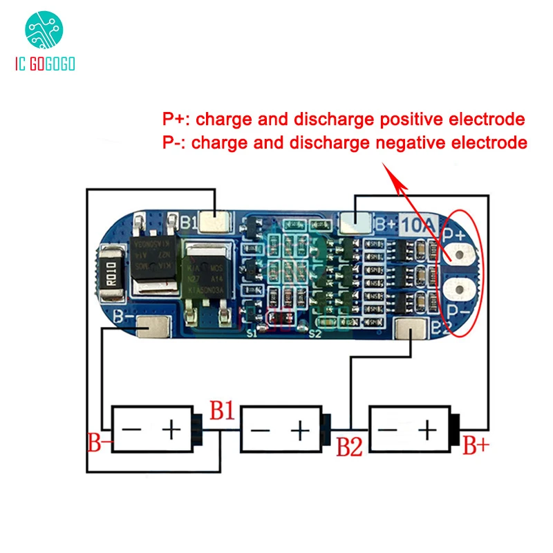 3s 10a 11.1v 12v 12.6v Lithium Battery Charger Protection Board Module For 18650 Li-ion Lipo ...