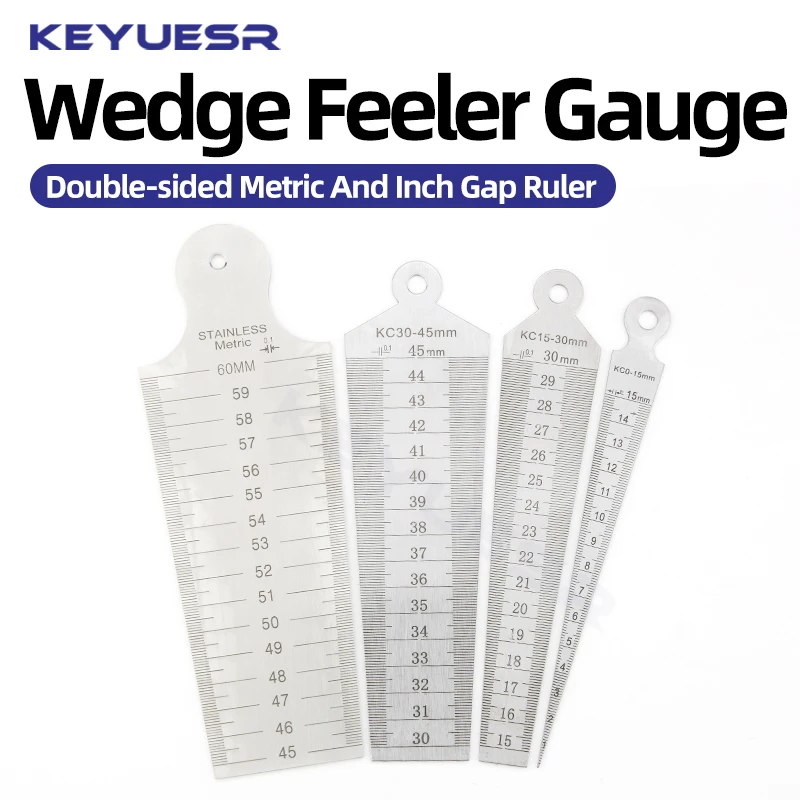 Wedge Feeler Gauge Stainless Steel Double Sided Metric Inch Gap Ruler ...