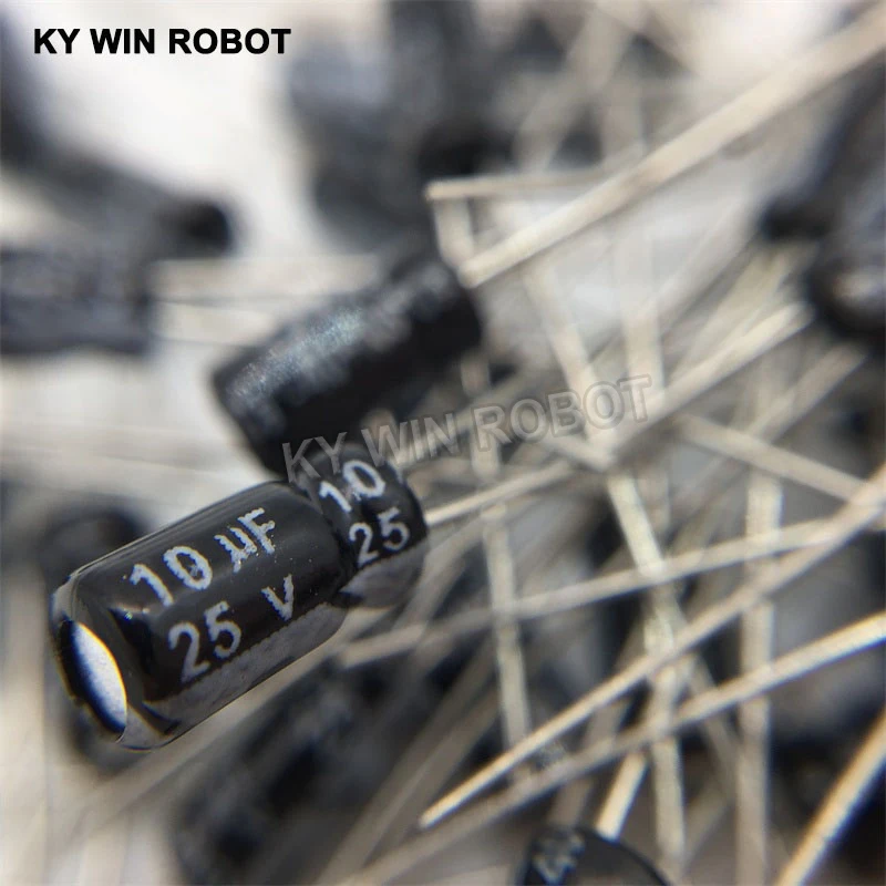 50pcs/lot 10uf 25v 10mf 105c 4x7mm Aluminum Electrolytic Capacitor ...