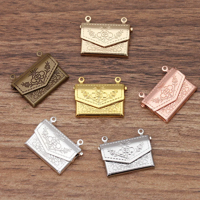 Brass Charm Envelope | Open Envelope Charms | Envelope Necklace ...