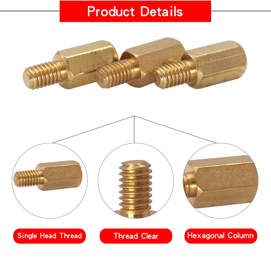 VIS,M3-Thread 4 mm-30 mm--Vis'espacement hexagonal en laiton, vis M3 ...