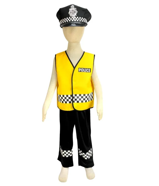 Childs Occupation police Costume Traffic police Vest & Cap Hat Costume ...