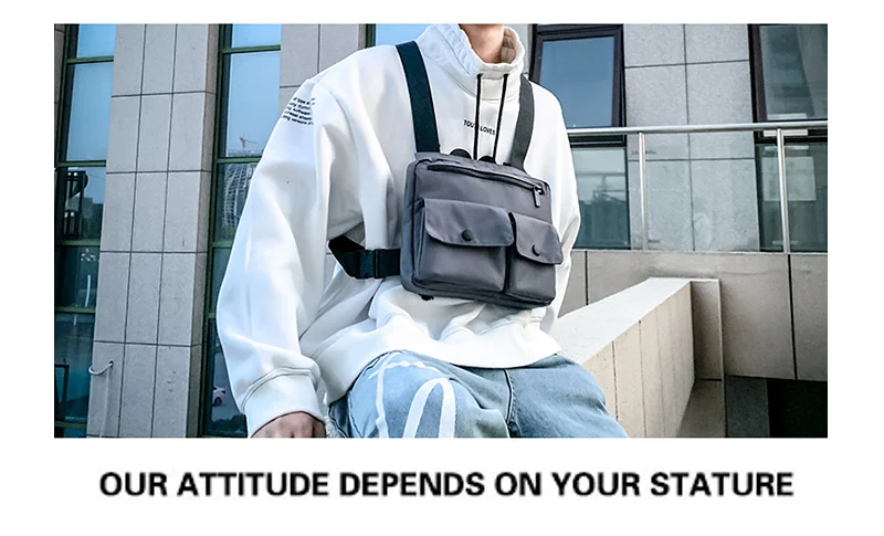 Sac banane,en toile pour homme,de style Hip-hop,gilet tactique,Kanye ...