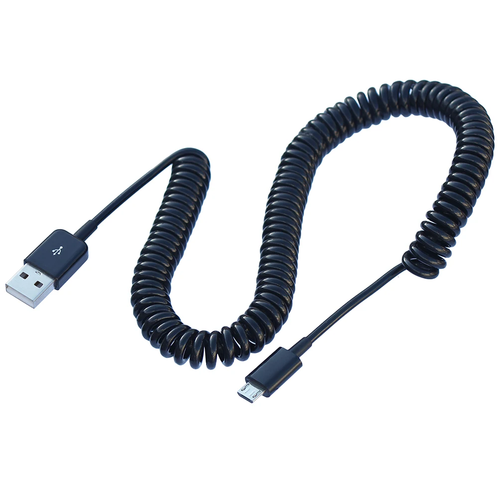 2M Micro USB Spring Coiled Cable Extension portable Retractable USB ...