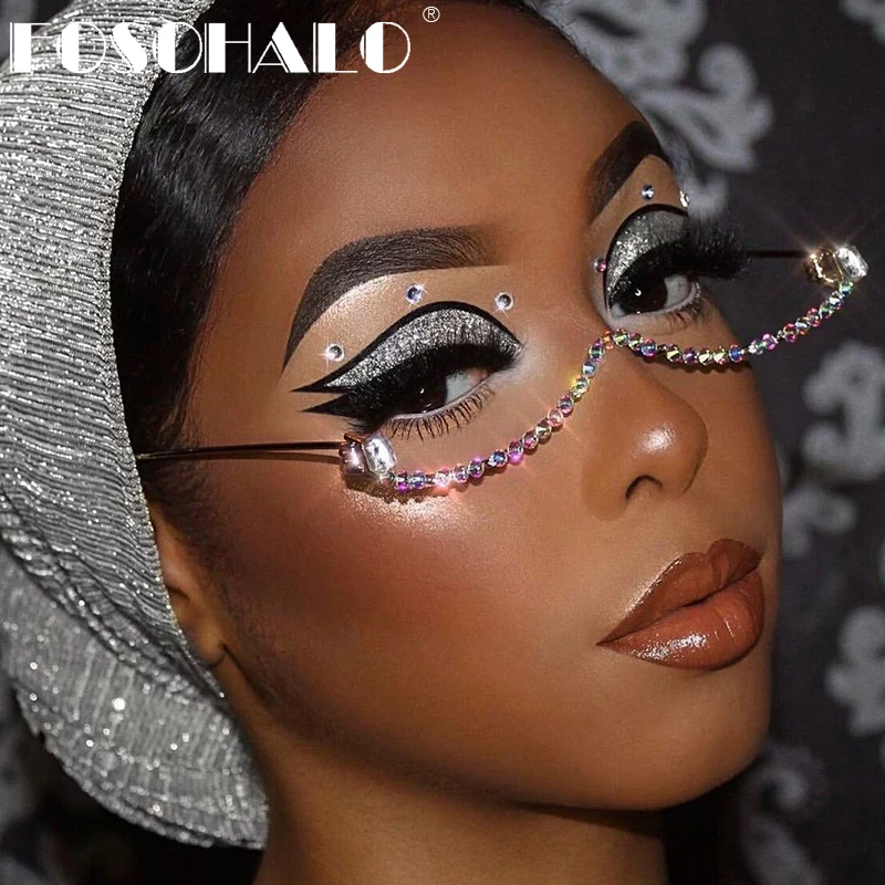 One-Piece-Diamond-Eyeglasses-Frames-Women-Crystal-Half-Frames ...