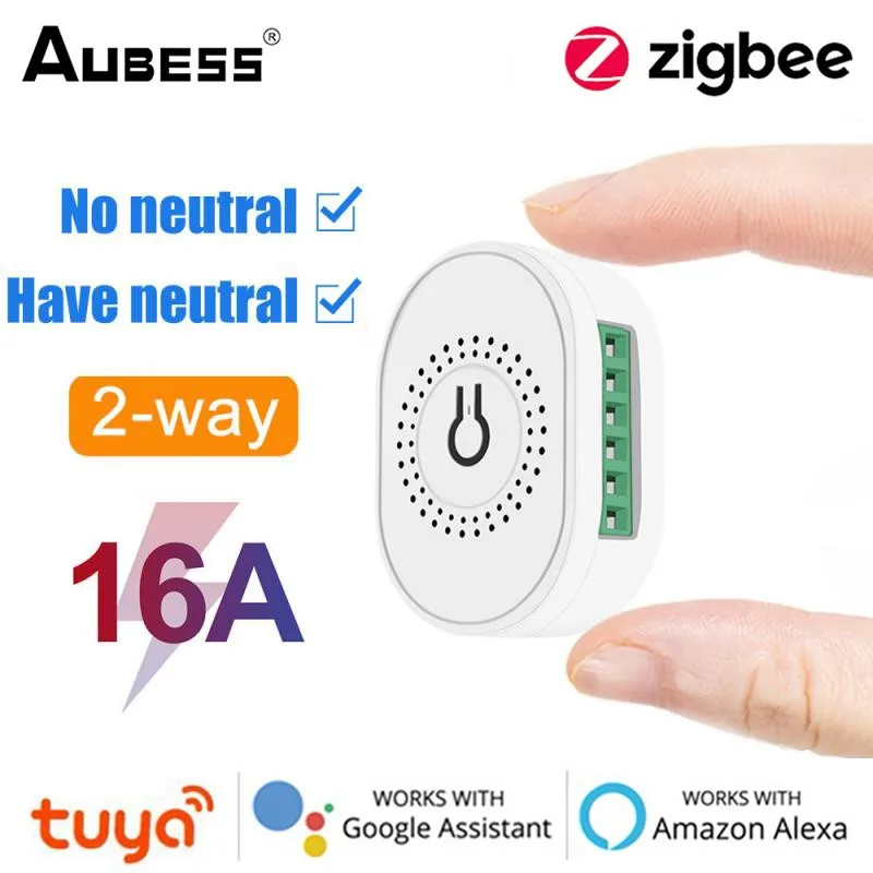 AUBESS 16A Tuya Mini Zigbee Smart Light Switch No Neutral Wire Required ...