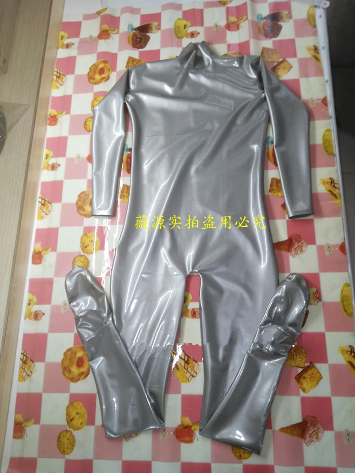 Sexy Men's Neck Entry Full Body Latex Rubber Gummi Catsuit Stretching ...
