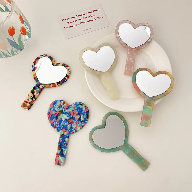 Vintage Acetate Sheet Handheld Makeup Mirror with Handle Hand Mirror ...