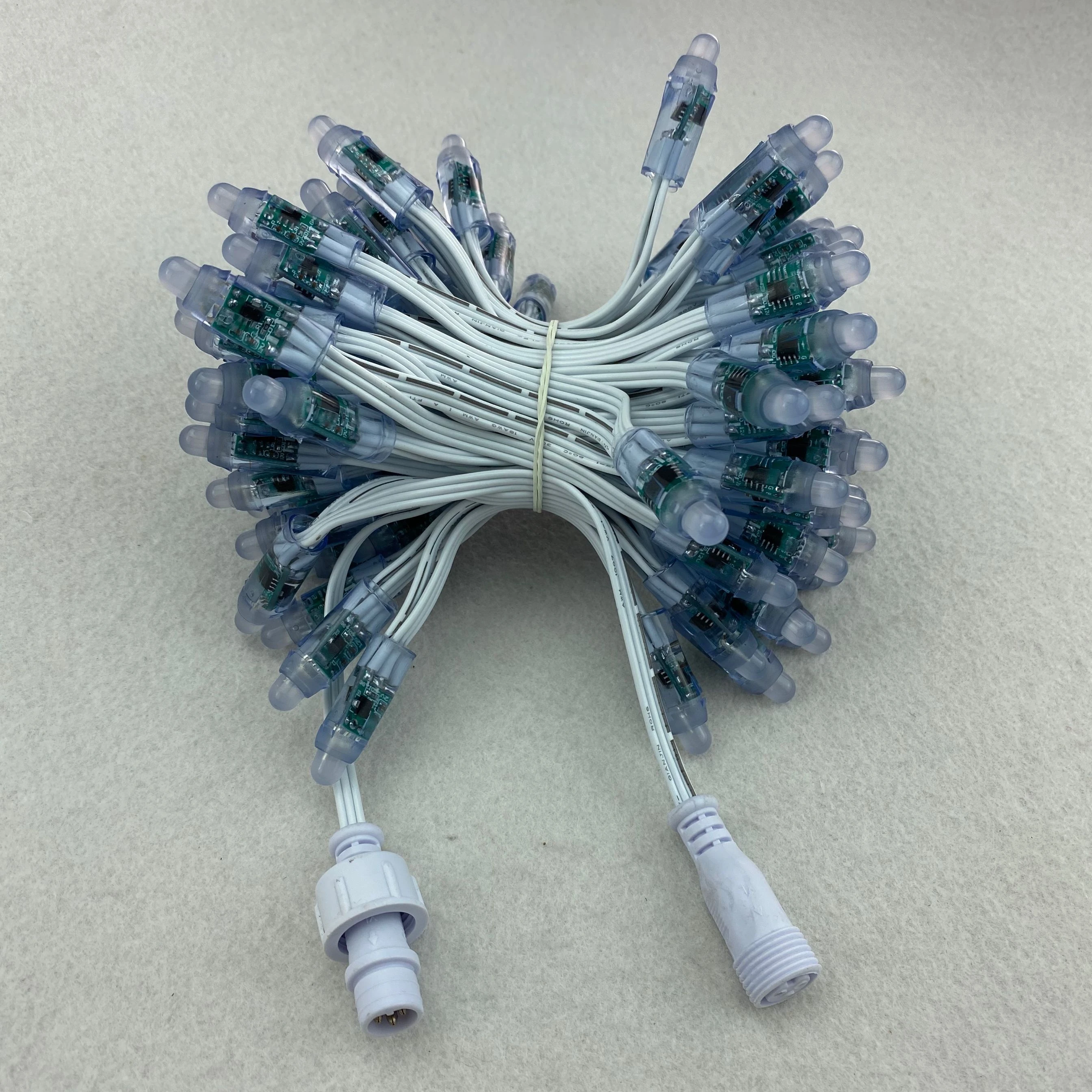 100nodes Bullet Regulated Dc12v Addressable 12mm Ws2811 Led Pixel String;all White 18awg Wire ...