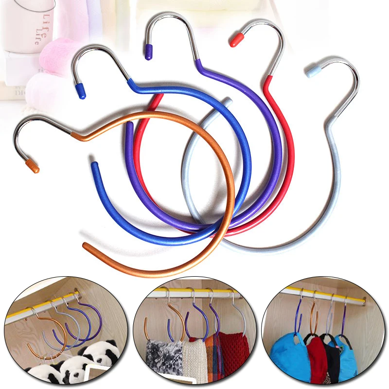 CINTRE,C--Nouveau cintre rond en acier inoxydable, crochet polyvalent ...